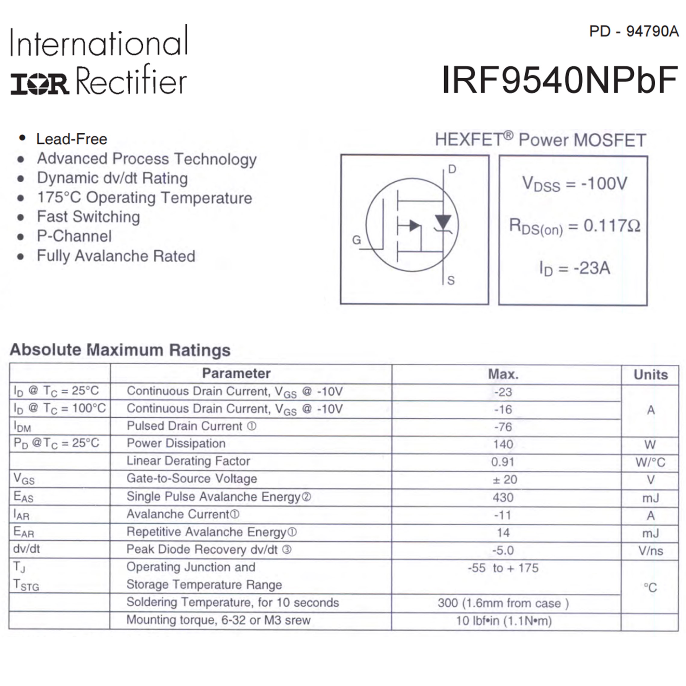 IRF9540 IRF9540N Original P-Channel MOSFET -100V -23A TO-220 IRF 9540 | Shopee Malaysia