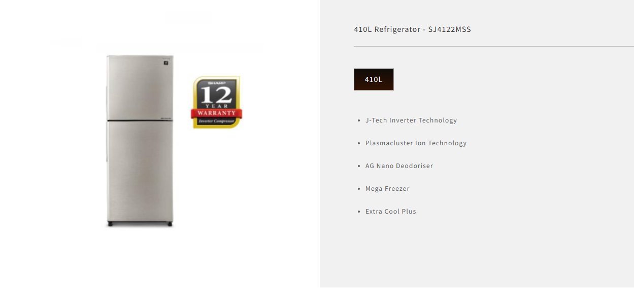 Sharp Refrigerator 2 Door Inverter 410L Fridge Peti Sejuk Peti Ais 2 ...