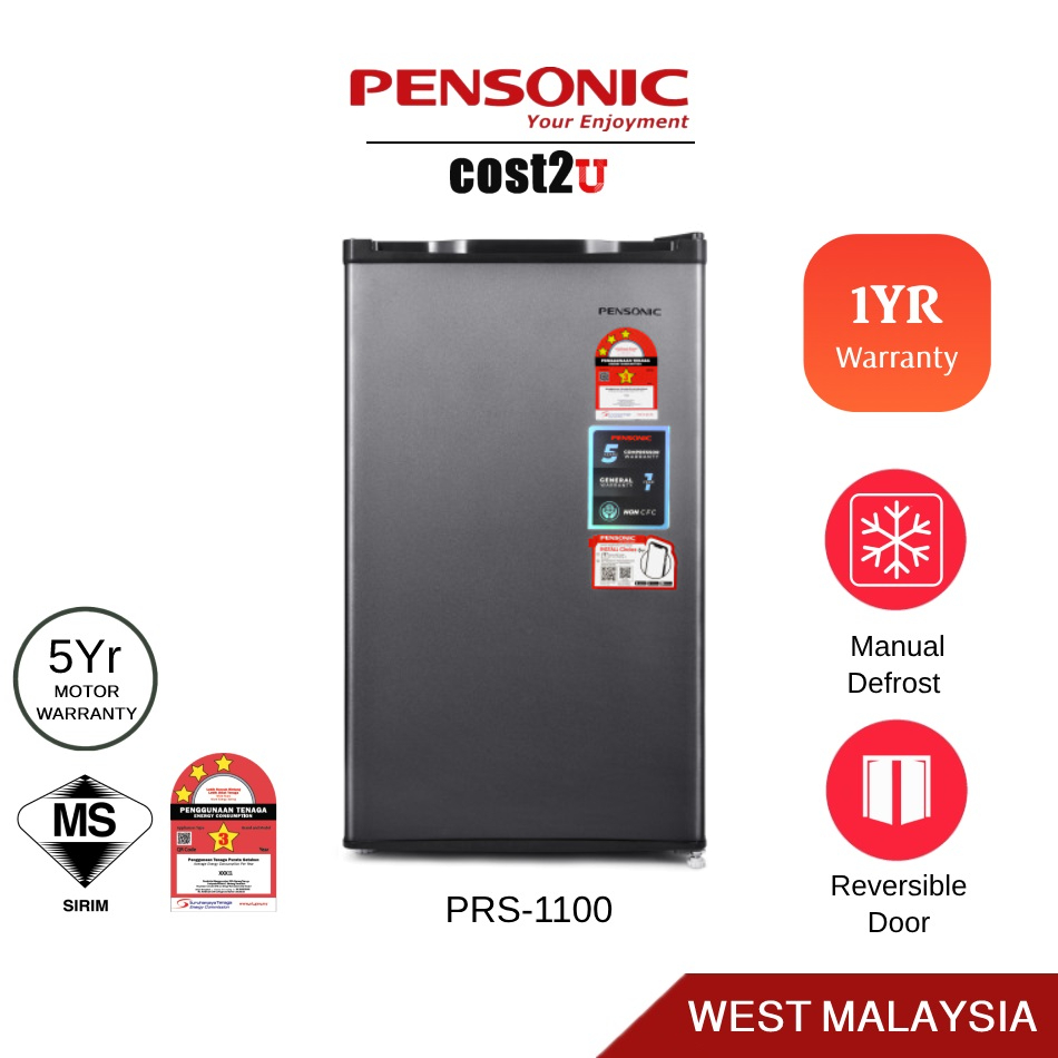 Pensonic 110L One Door Refrigerator | PRS-1100 (Mini Bar Fridge Single ...