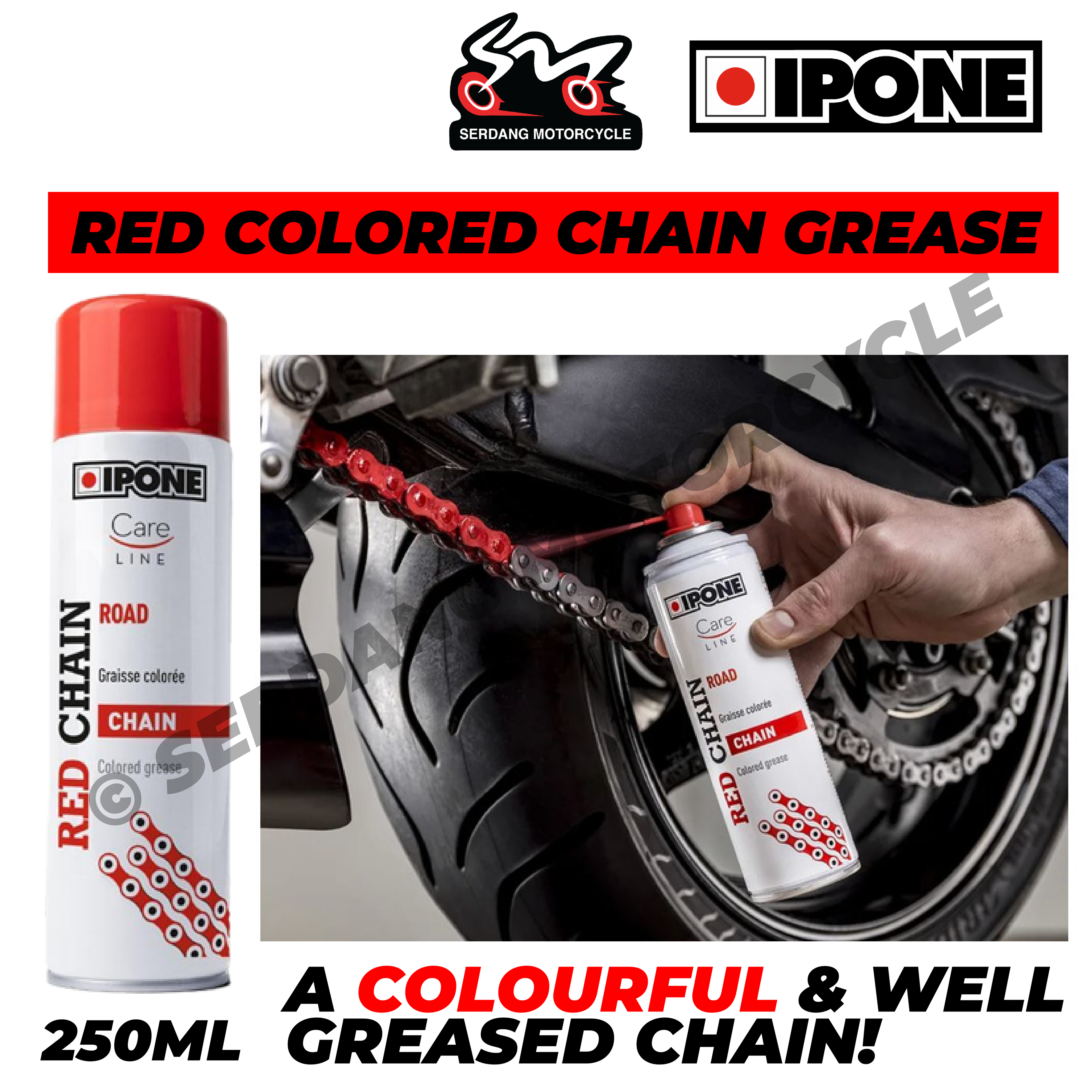 IPONE X-TREM Chain Lube BLUE WHITE RED Colored Grease Lube Chain ...