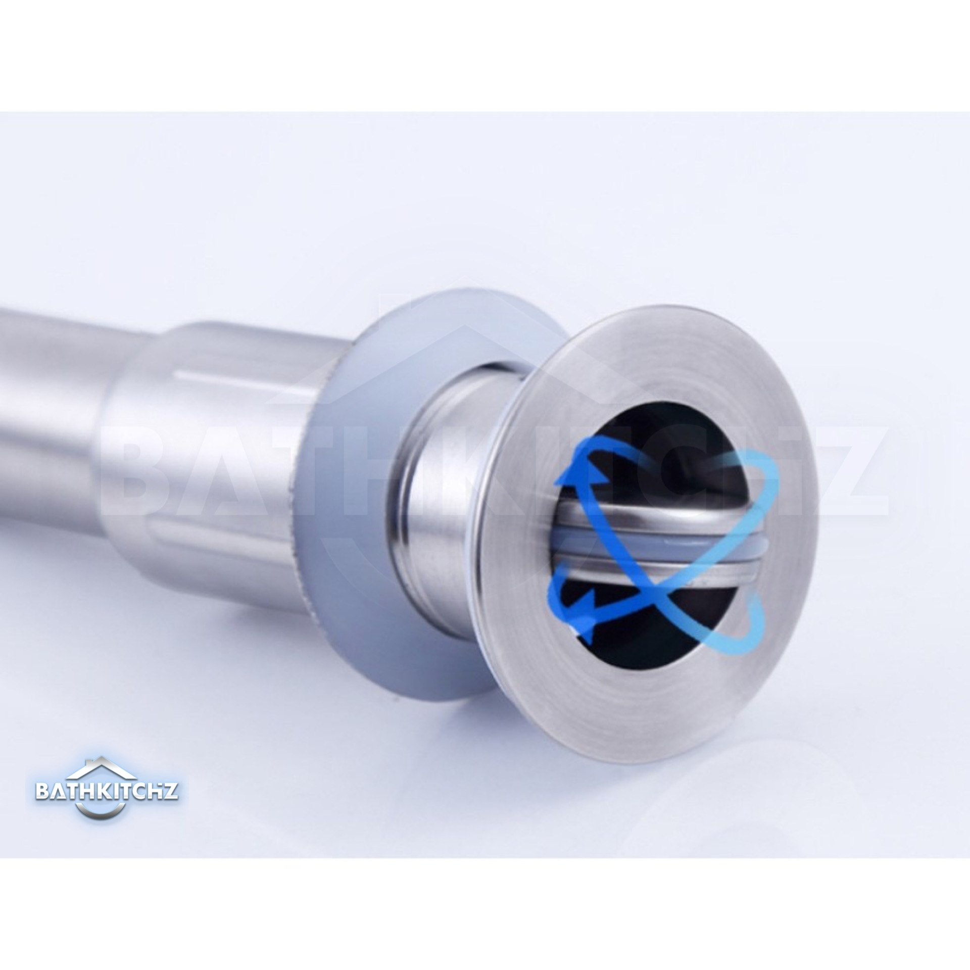 BATHKITCHZ SUS304 Bathroom Basin Drain Waste with Overflow Long Body ...