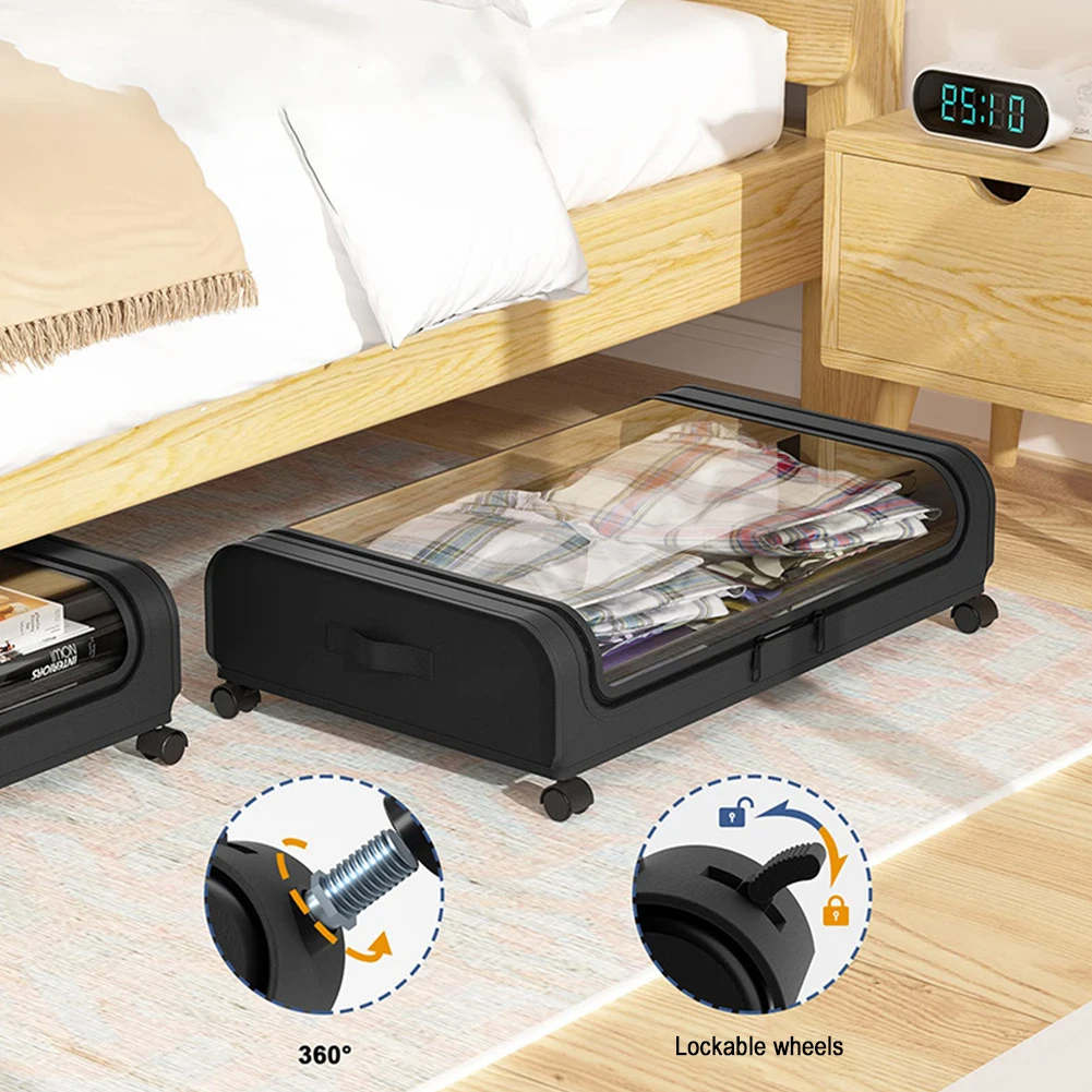 50L Large Capacity Under Bed Storage Box With 4 Wheels Home Storage Box ...