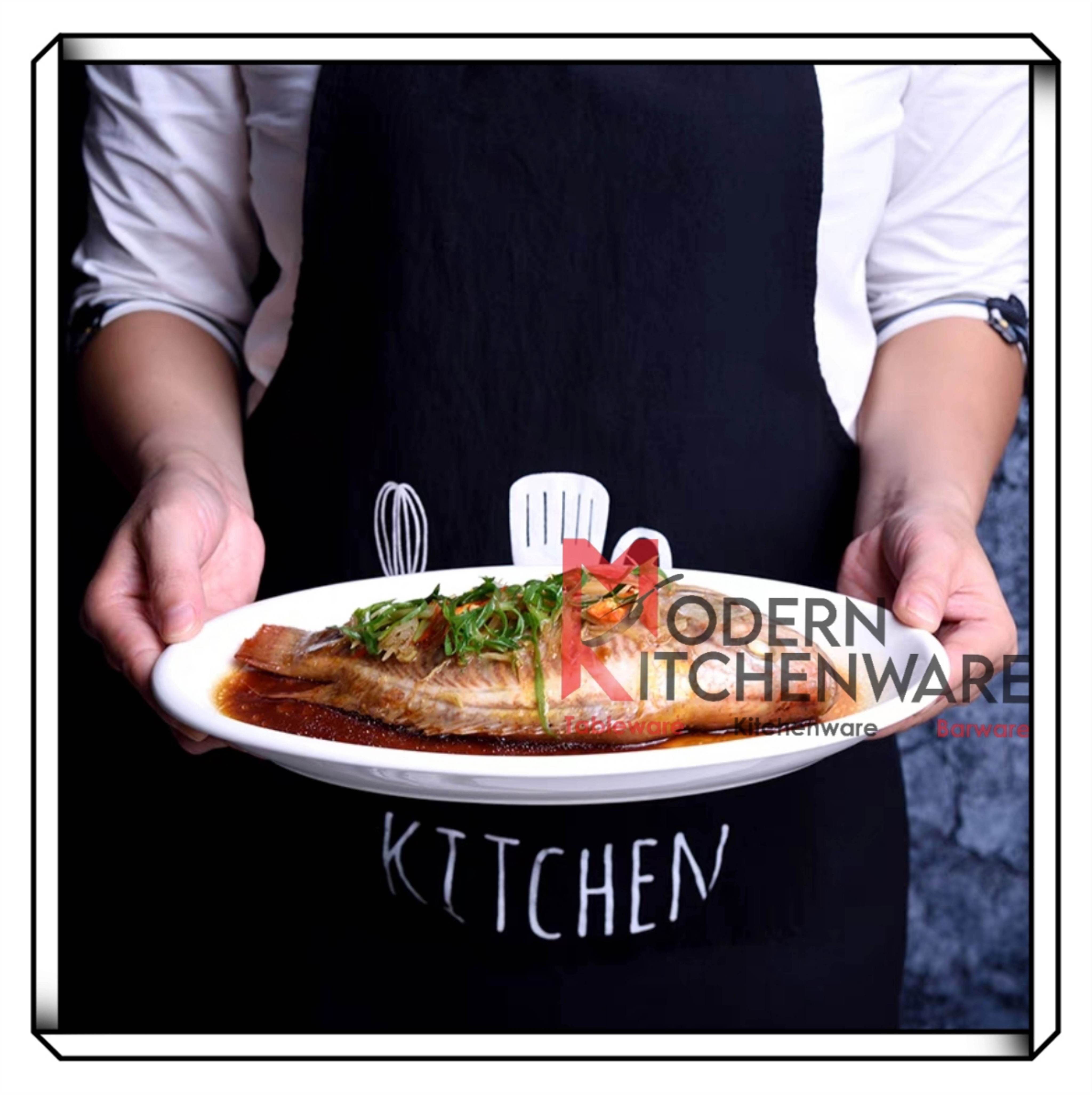 (MKitchenware)Ceramic Deep Fish Plate Deep Oval Plate For Steaming Fish ...