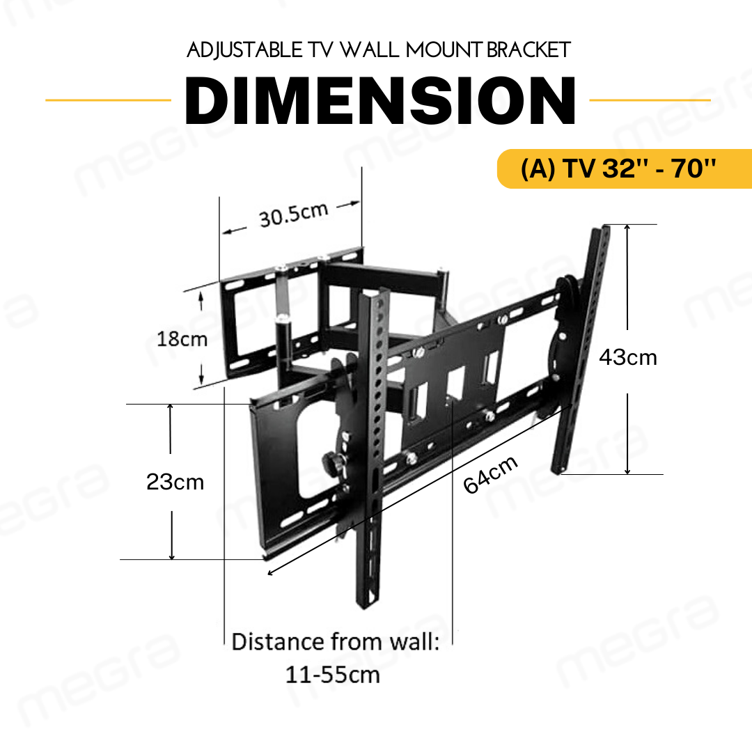 Adjustable TV Bracket Full Motion TV Swivel Wall Bracket (32"-70")/(40 ...