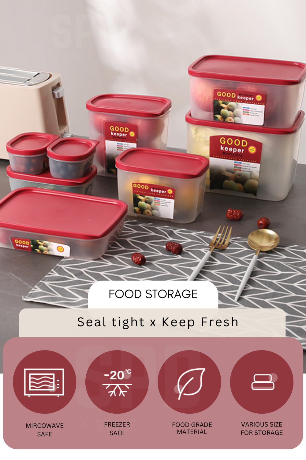 Airtight Stackable Tupperware Food Storage Container With Lid Microwave ...