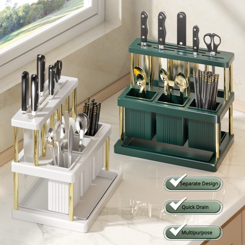🔥Kitchen Rack Sudu Gantung Dapur Holder Cutlery Chopstick Drainer ...