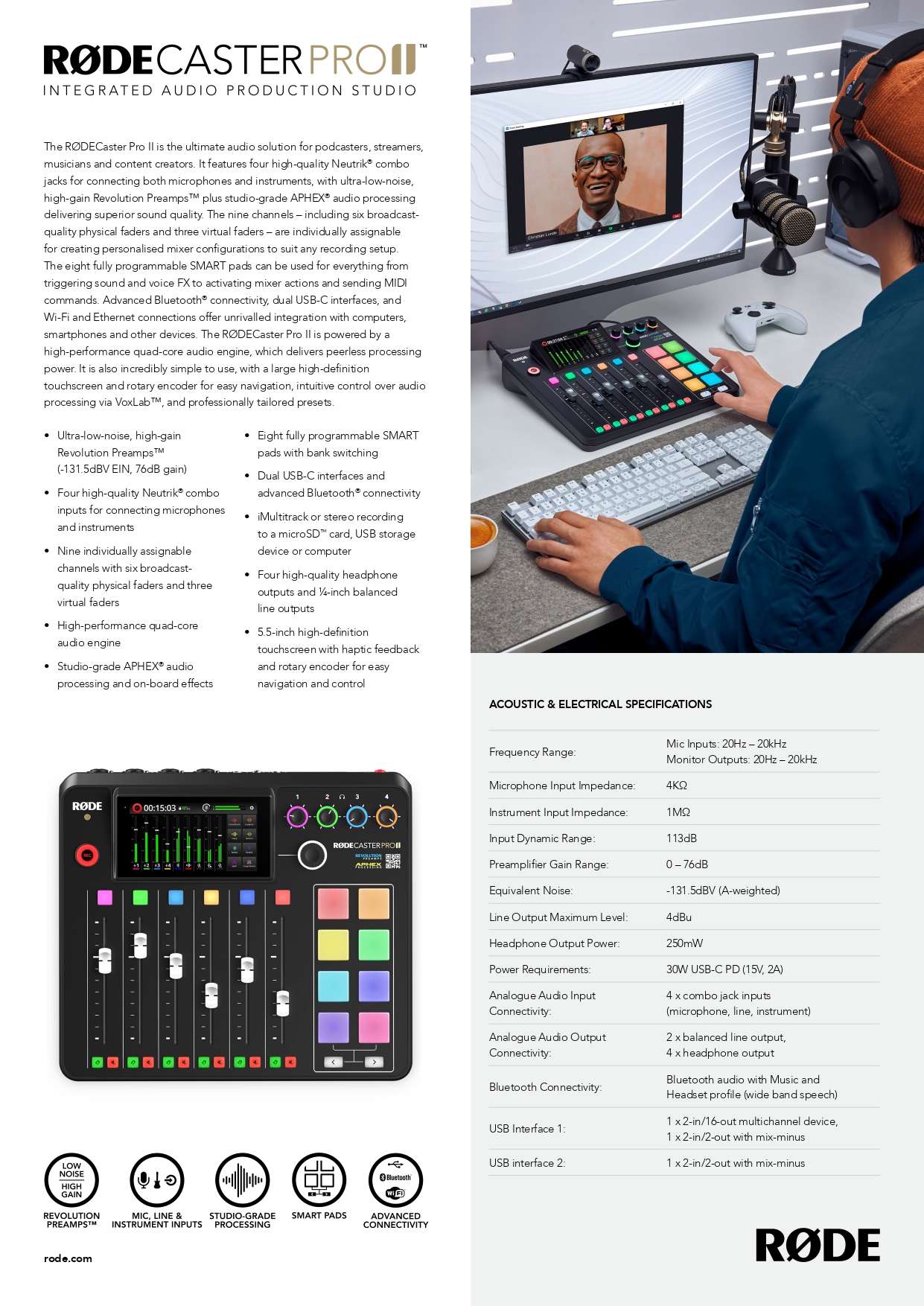 RODE RODECASTER PRO II INTEGRATED AUDIO PRODUCTION STUDIO WITH SMART ...