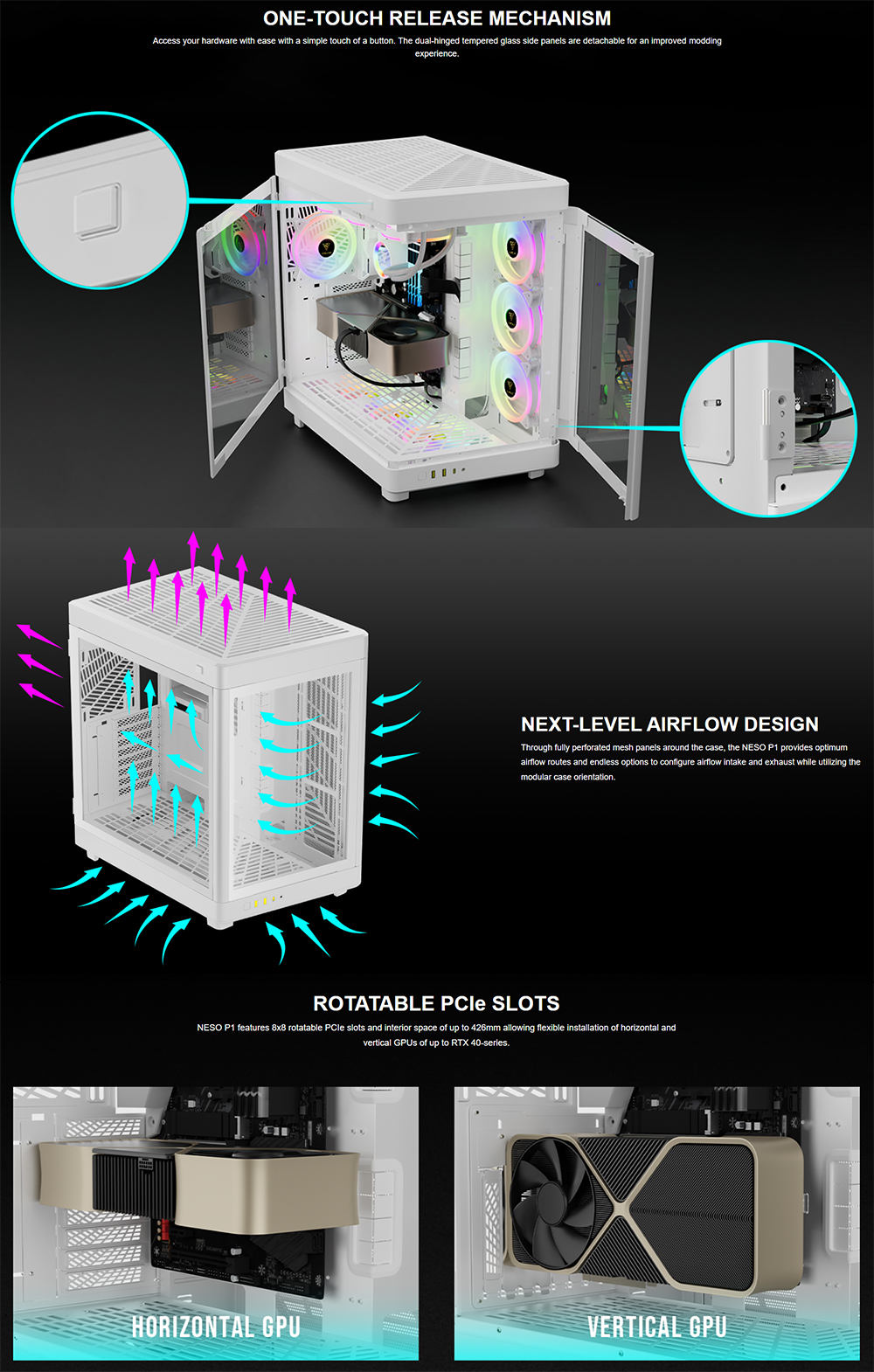 Gamdias NESO P1 Full-Tower PC Case ATX Gaming Desktop Casing Front and ...