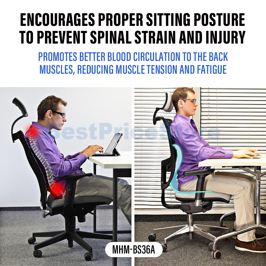 BPS Foldable Chair Cushion Seat Posture Corrector Lumbar Back Support ...