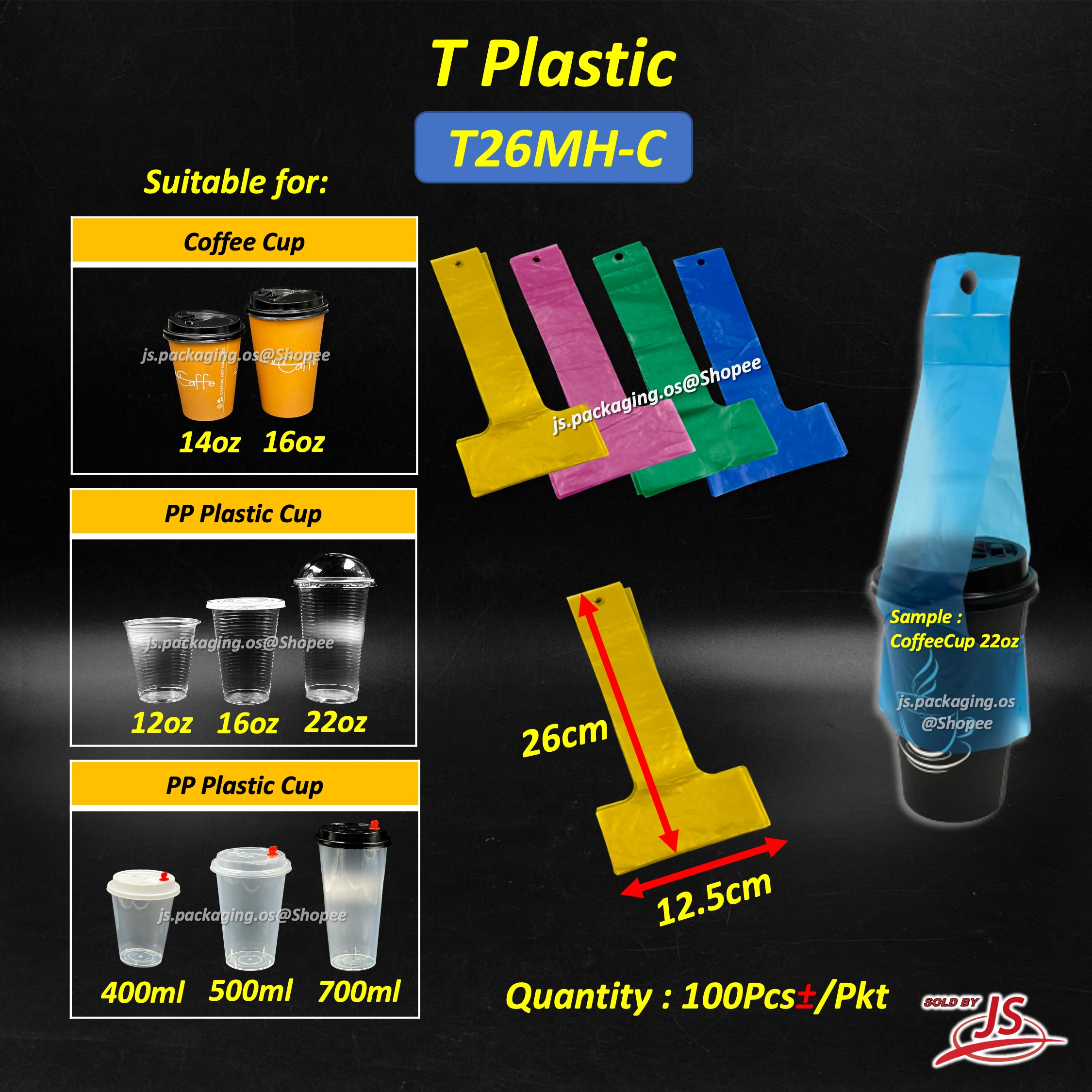 Plastik T Bag For 14/16/20/22/24/32oz Coffee Cup /Plastic cup/Plastic ...