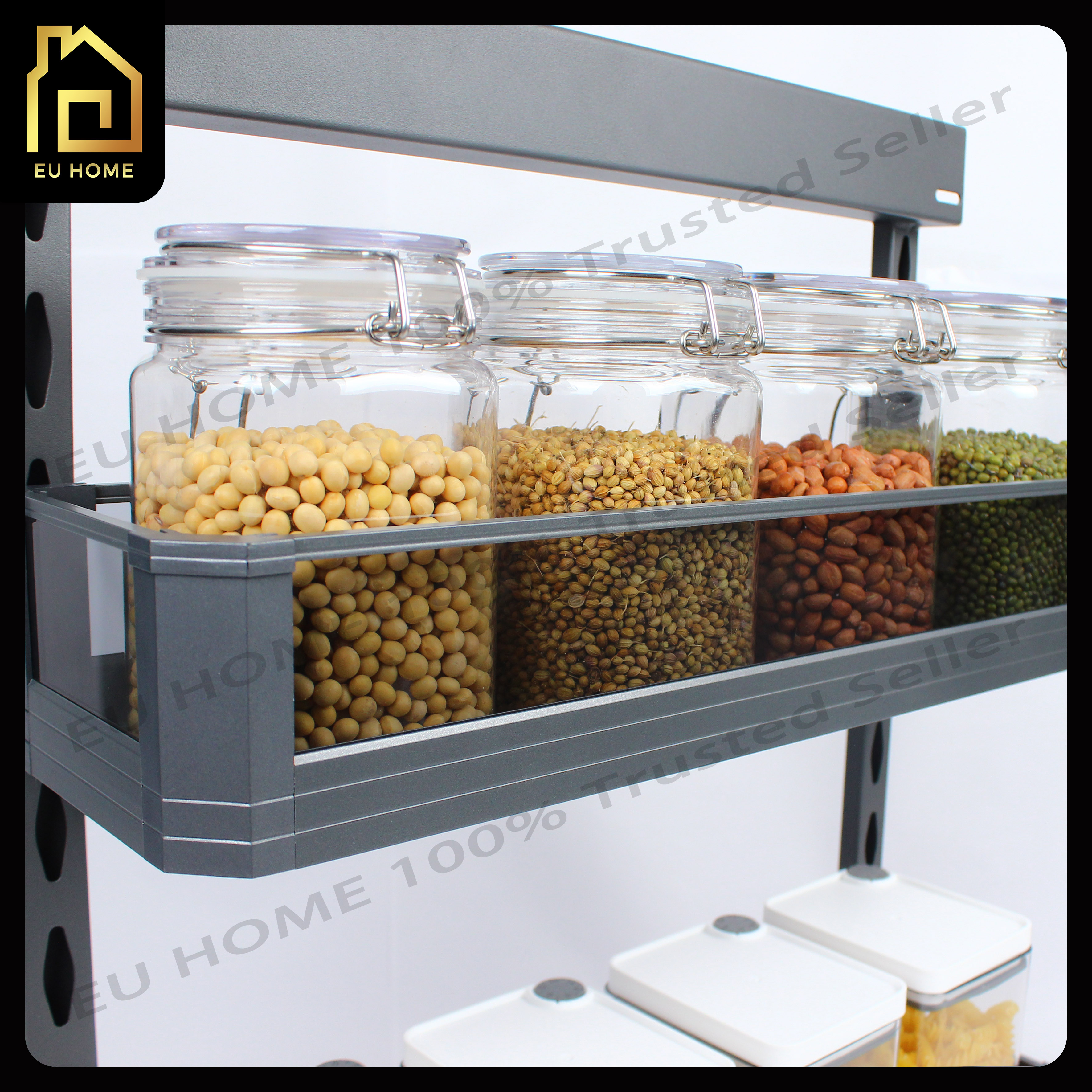 200MM Kitchen Cabinet Side Pull Out Basket Dark Grey With Tempered Glass With Soft Closing ...