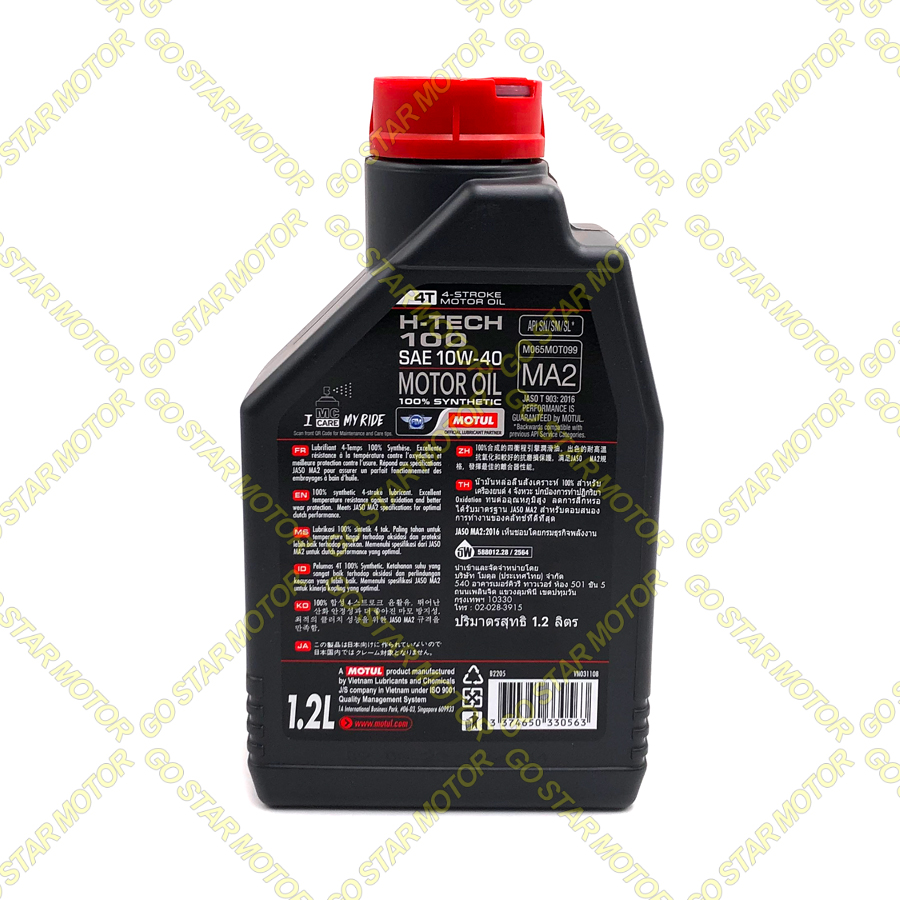 (100% Original) MOTUL H-TECH 100 4T 10W-40 Fully Synthetic Full Synth ...