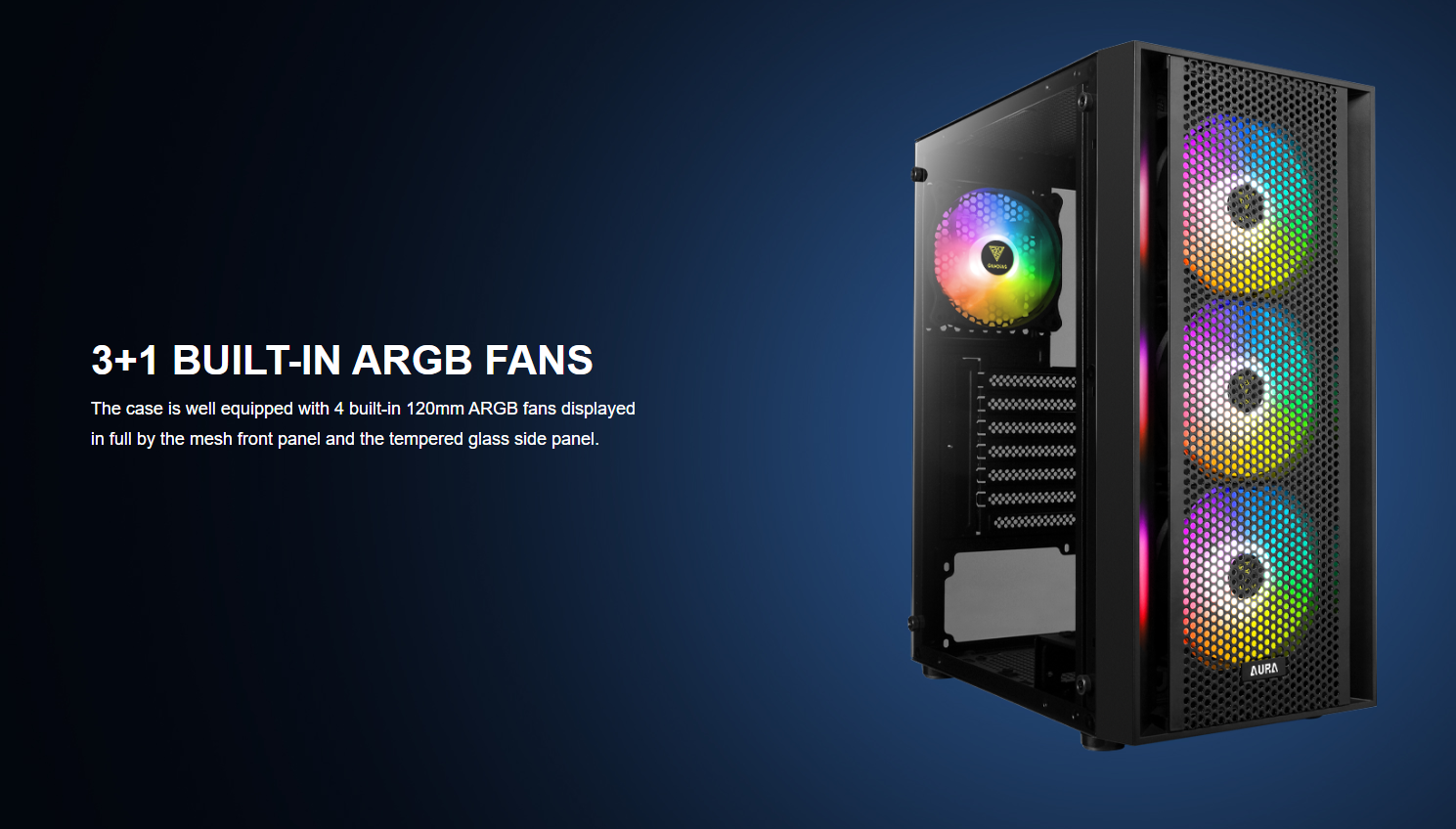 GAMDIAS AURA GC2 Perforated ARGB Tempered Glass Mid Tower (ATX) Gaming ...
