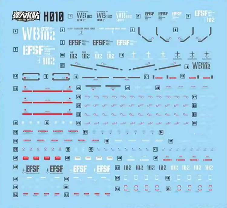 (Master) Waterslide Decal - HG 1/144 RX-78 Model Kit RX78 The Origin Water Sticker H010 元祖高达 ...