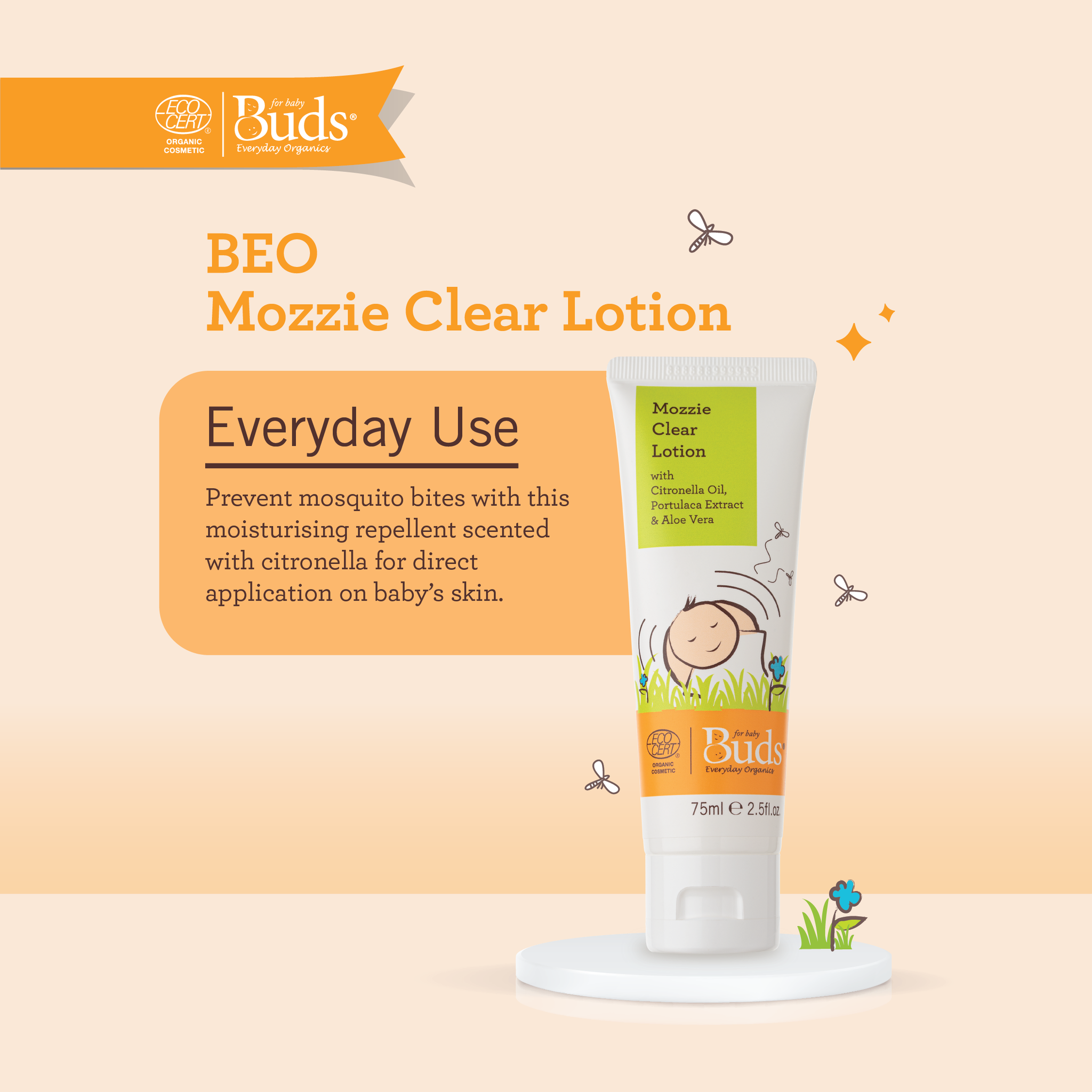 Buds Organic Baby Mozzie Clear Spray Lotion Simba Natural Mosquito ...