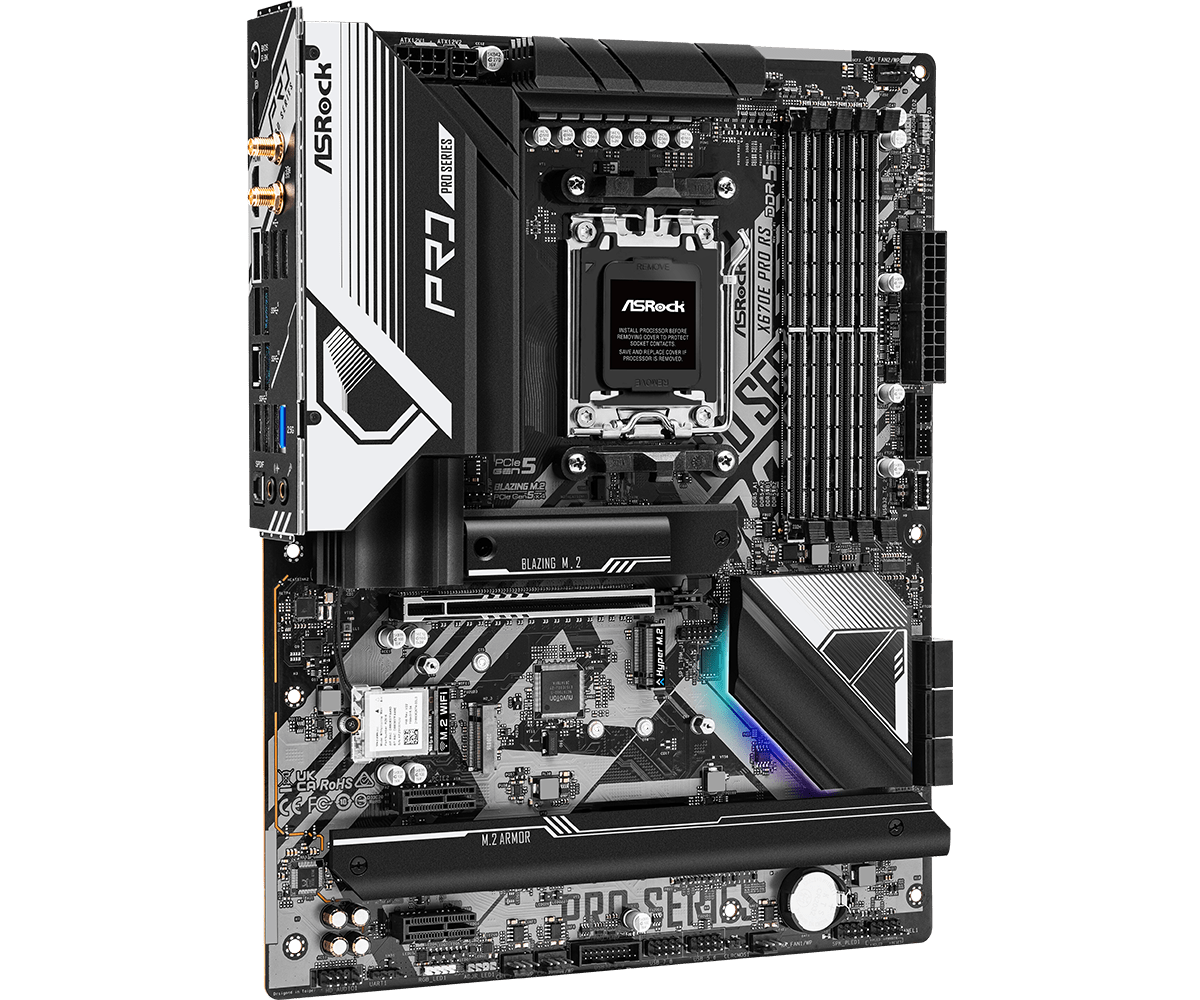 ASRock X670E Pro RS AM5 X670 DDR5 PCIe 5.0x16 Front USB3.2 Gen2x2 Type ...