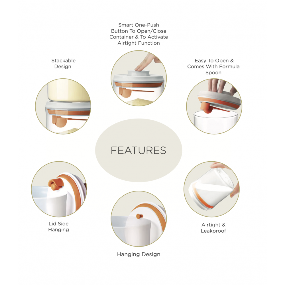 Autumnz One-Push Airtight Food Storage Container - Clear / Tinted Brown ...