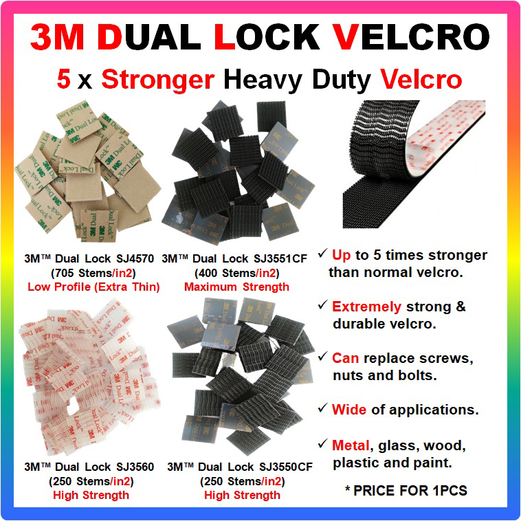 (Pre-Cut) 3M SJ3550 SJ3551 SJ3560 Dual Lock Heavy Duty Velcro Tape ...