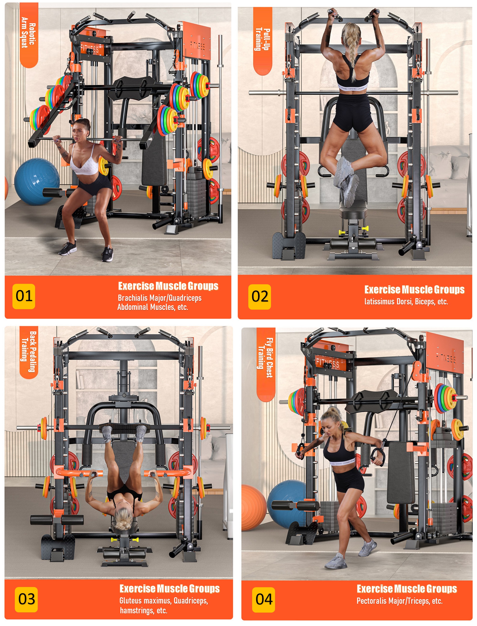 Commercial Grade Smith Machine Power Cage Rack Fitness Equipment Full ...