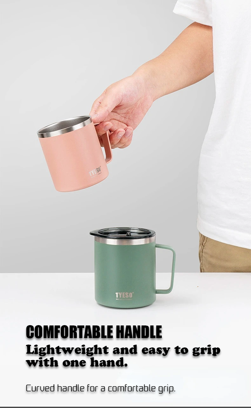 TYESO TS-8789B Classic Insulated Thermal Coffee Cup 400ml With Handle 304 Cawan Kopi Office ...