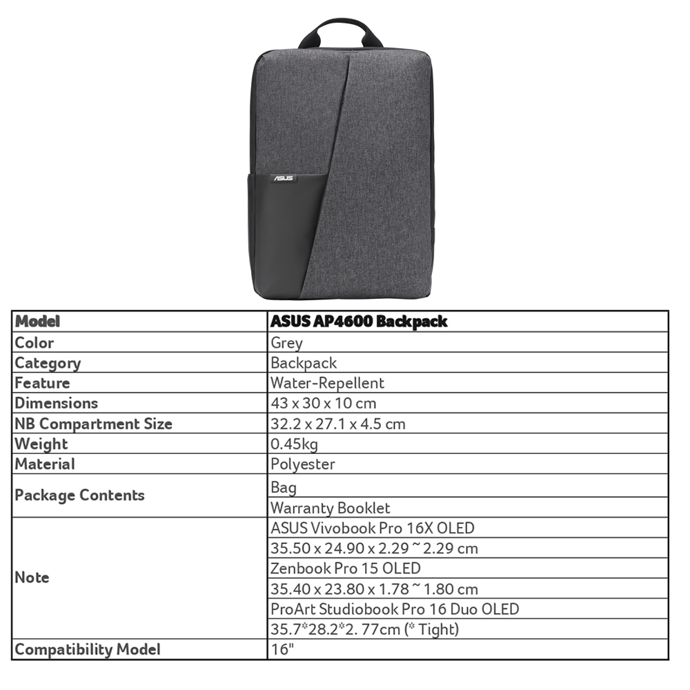 ASUS Laptop Backpack (16") AP4600 | Shopee Malaysia