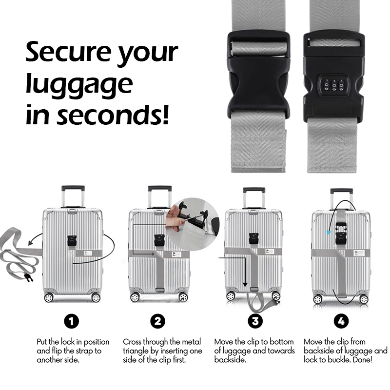 [READY STOCK] Luggage belt Strap Passcode Lock Bag Suitcase Adjustable ...