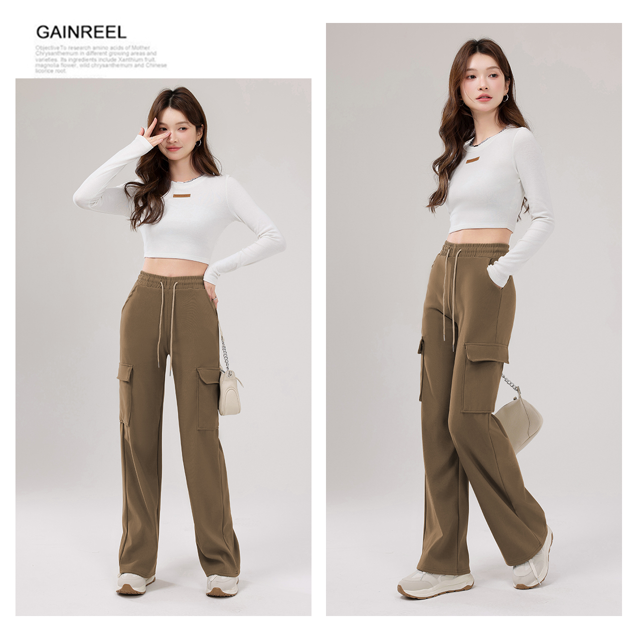 baju raya 2024 MK cargo pants women multi pocket cotton waffle Straight ...