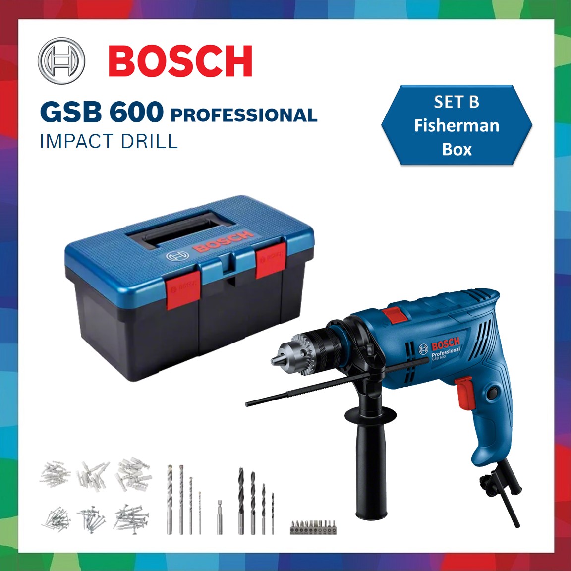 BOSCH GSB600 Impact Drill 600w WOOD CEMENT METAL GSB 600 Mesin Gerudi ...