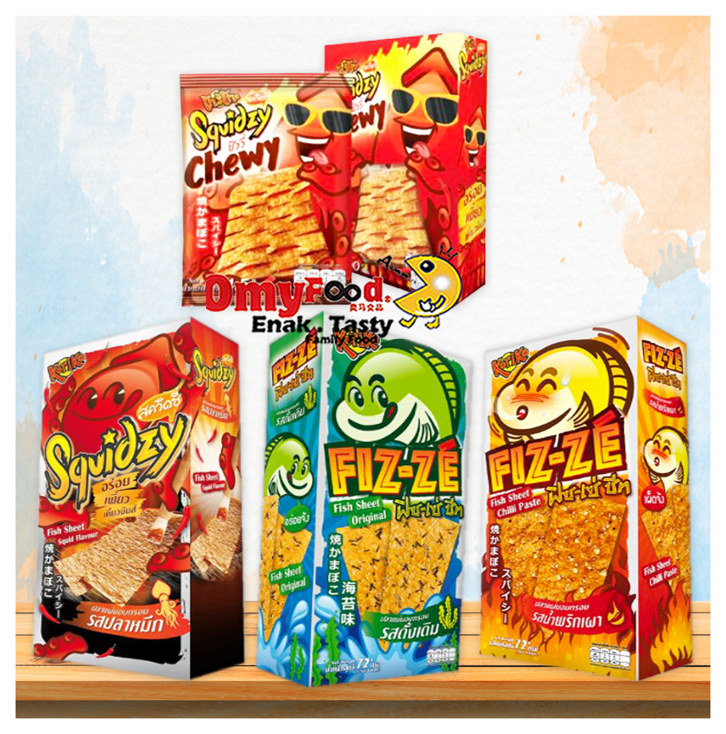 72g Kori Ko Fiz-Ze Fish Sheet [Original / Chili Paste / Squid] Squidzy ...