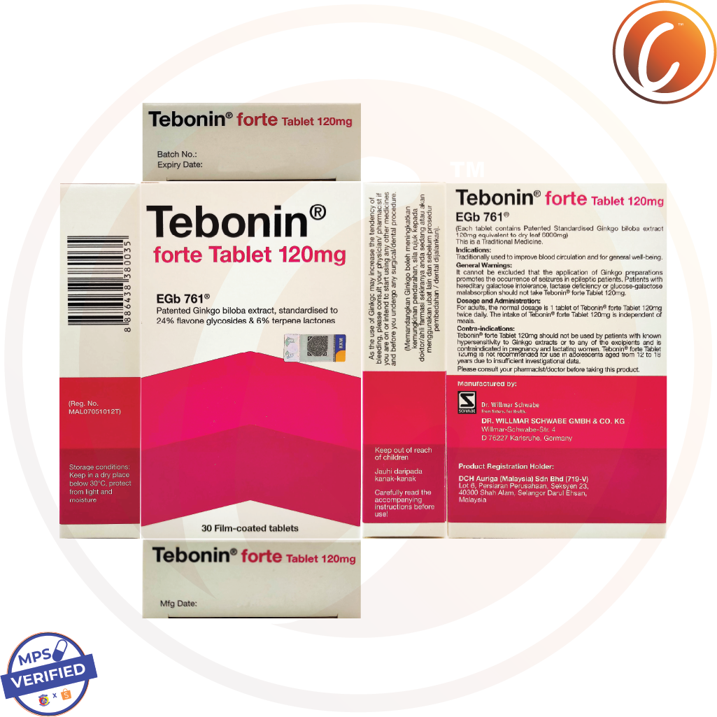 [EXPIRY 12/2027] SCHWABEPHARMA Tebonin® Forte 120mg EGb761® Ginkgo ...