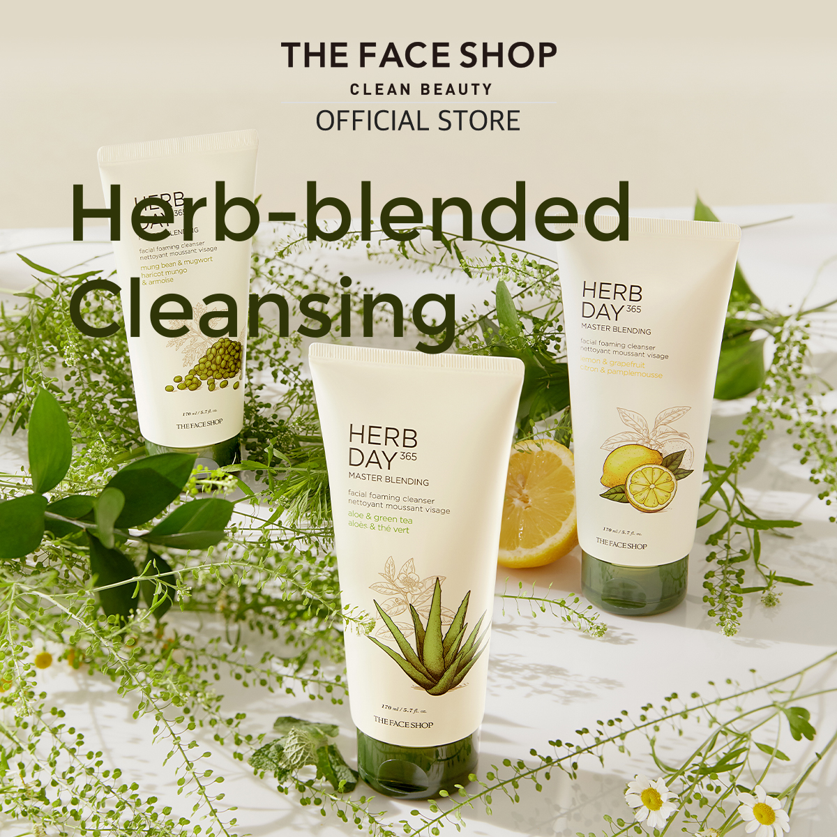 [THE FACE SHOP Official] Herb Day 365 Master Blending Foaming Cleanser ...