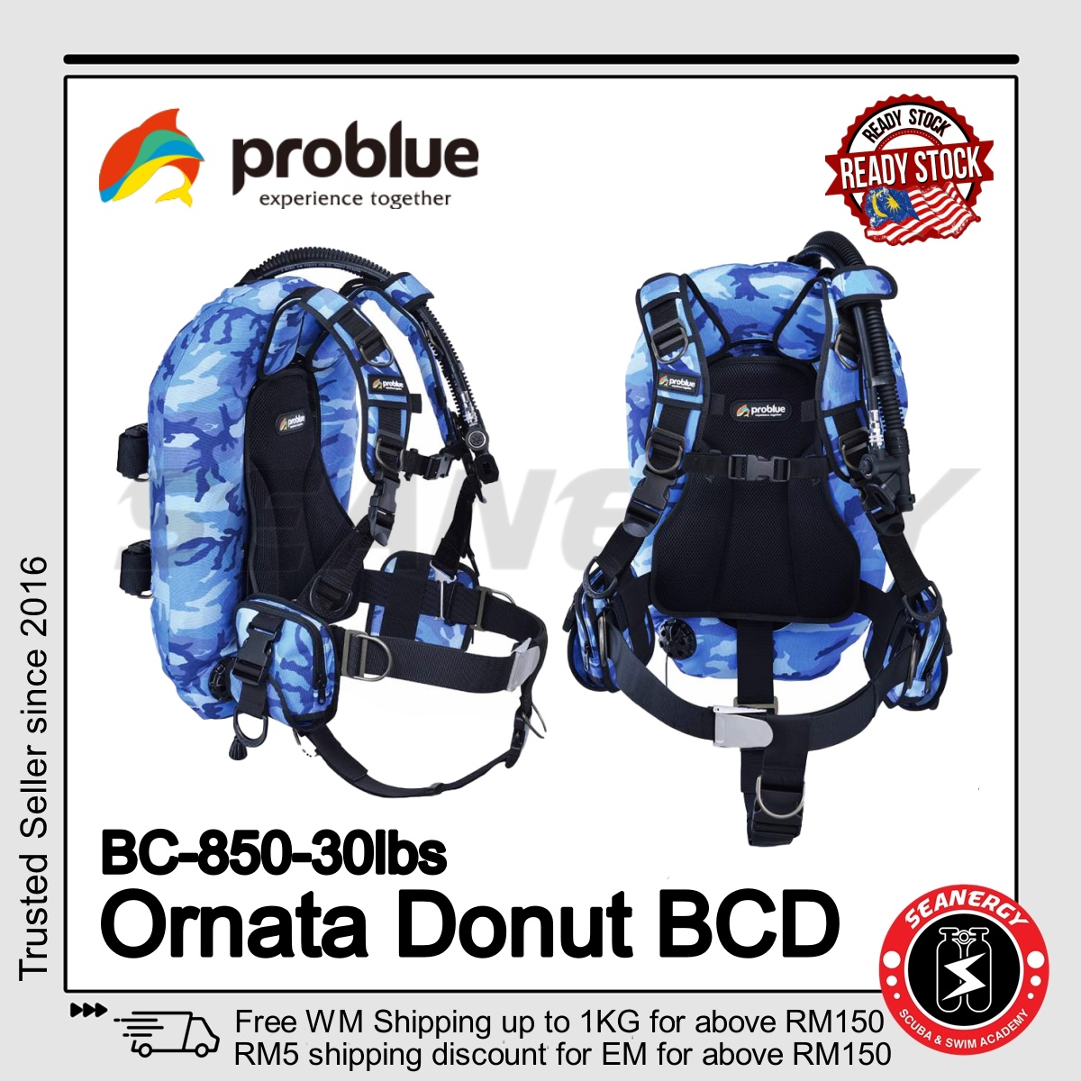 Problue Ornata BCD BC850 Donut BCD Scuba Diving Back Inflation BCD Buoyancy Control Device ...