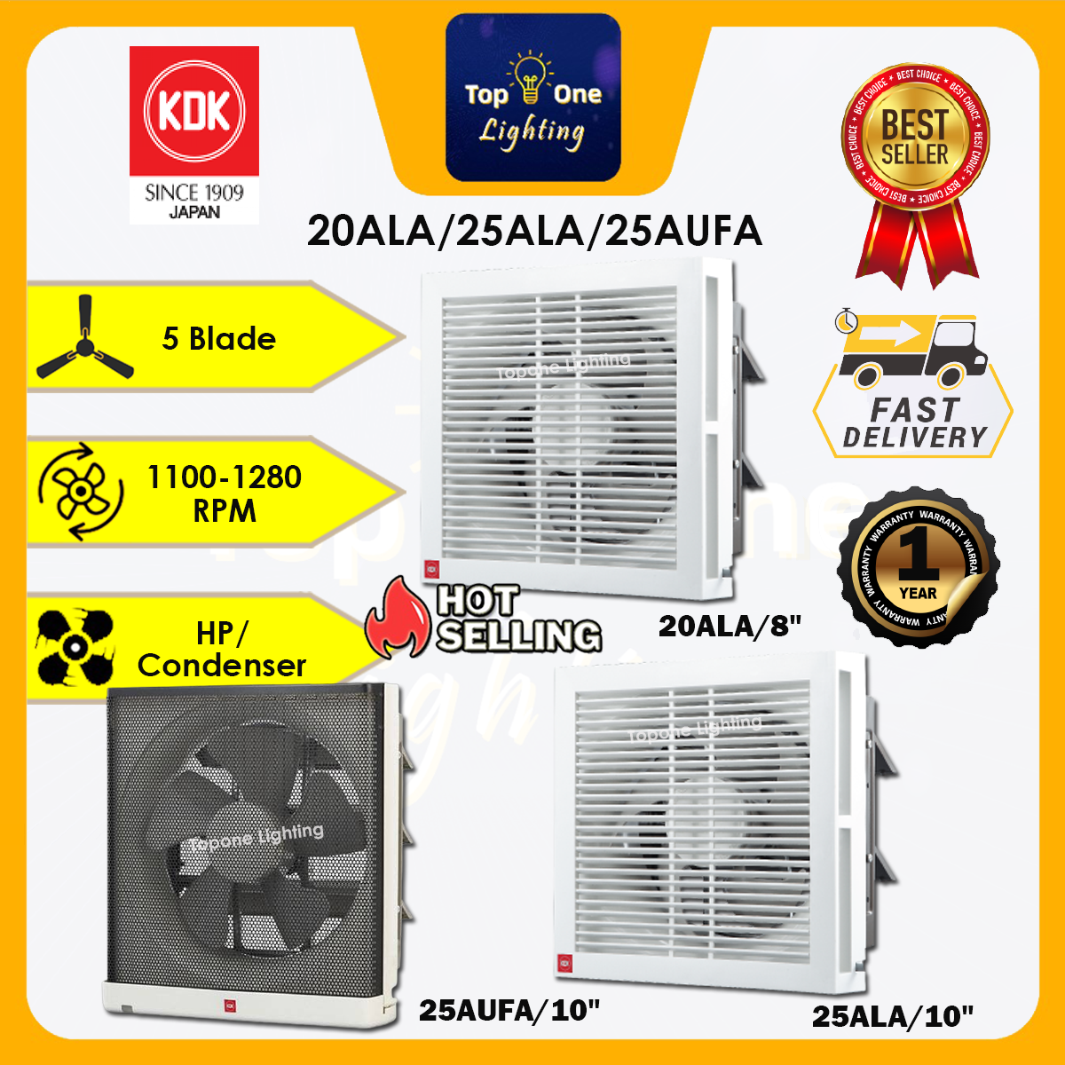 KDK 20ALA/25ALA/25AUFA | Wall Mount Exhaust Ventilating Fan / Kipas ...