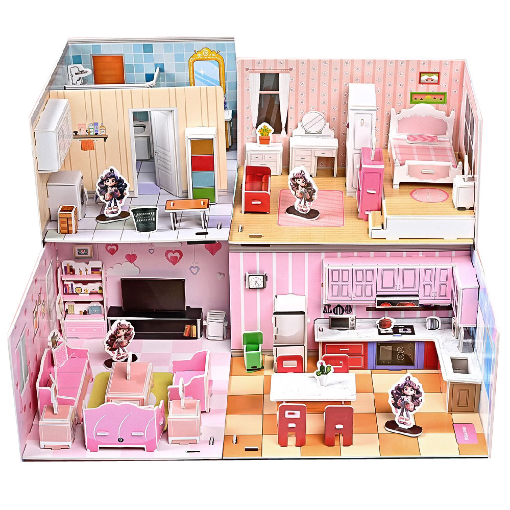 33cm*18cm Big DIY 3D House Puzzle 4 Themes Pretend Play Busy Book Quiet ...