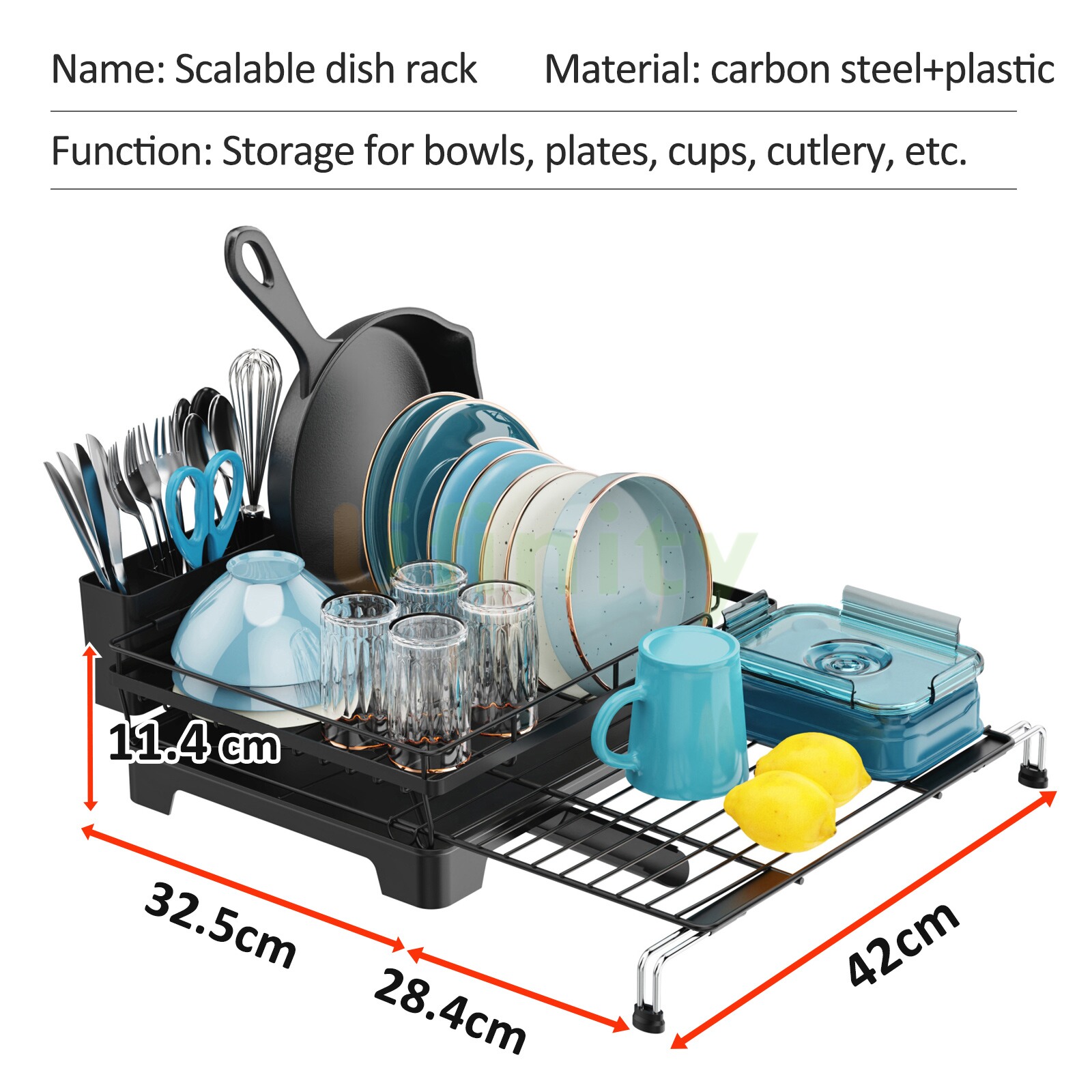 GSlife⭐Adjustable⭐2 In 1 Dish Rack Kitchen Countertop Plate Rack Rak ...