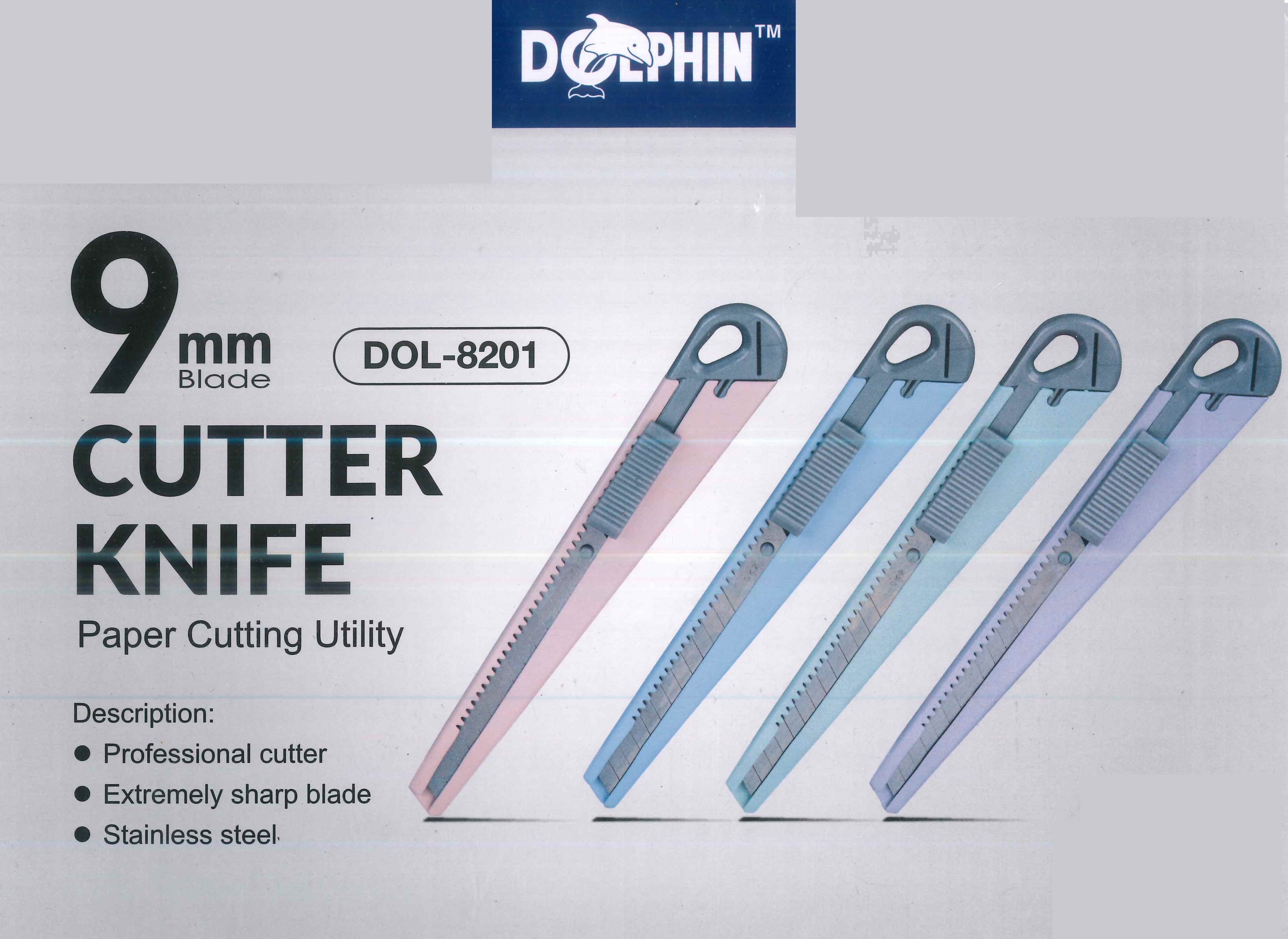 DOLPHIN 9MM CUTTER KNIFE ( DOL-8201 ) 1PCS ( Pastel Colour ) | Shopee ...