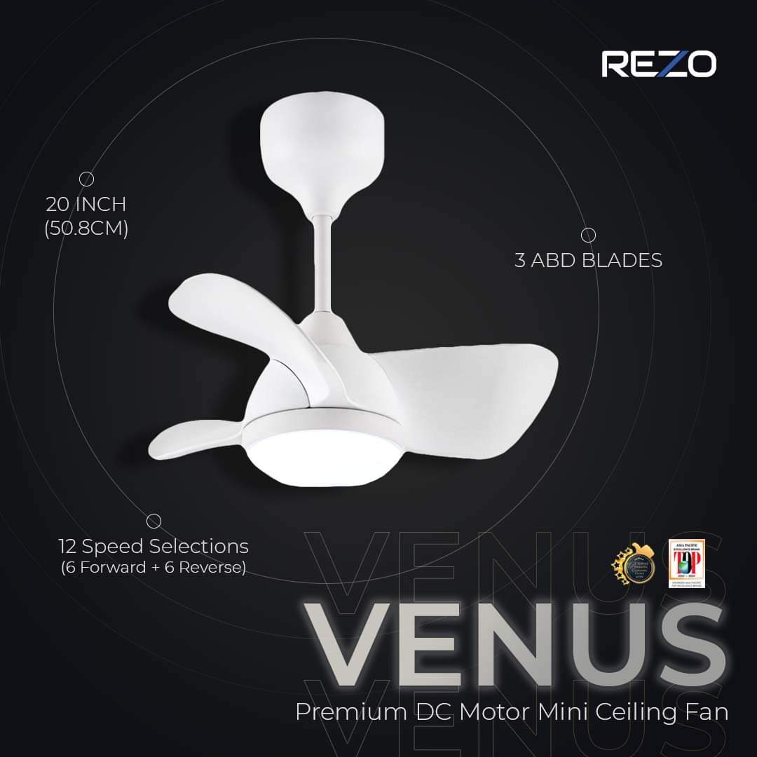 REZO VENUS / LORCA / MICA LED 3B 20/23/30 inches DC Motor Ceiling Fan ...