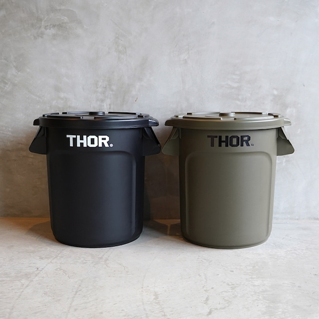 THOR Round Container with Lid Set - 23L Medium Capacity Trash Can Tong ...