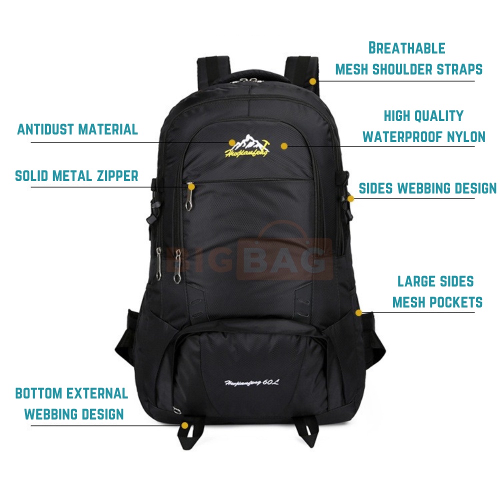 60L Premium Travel Bagpack Waterproof Backpack Hiking Bag Pack Travel ...