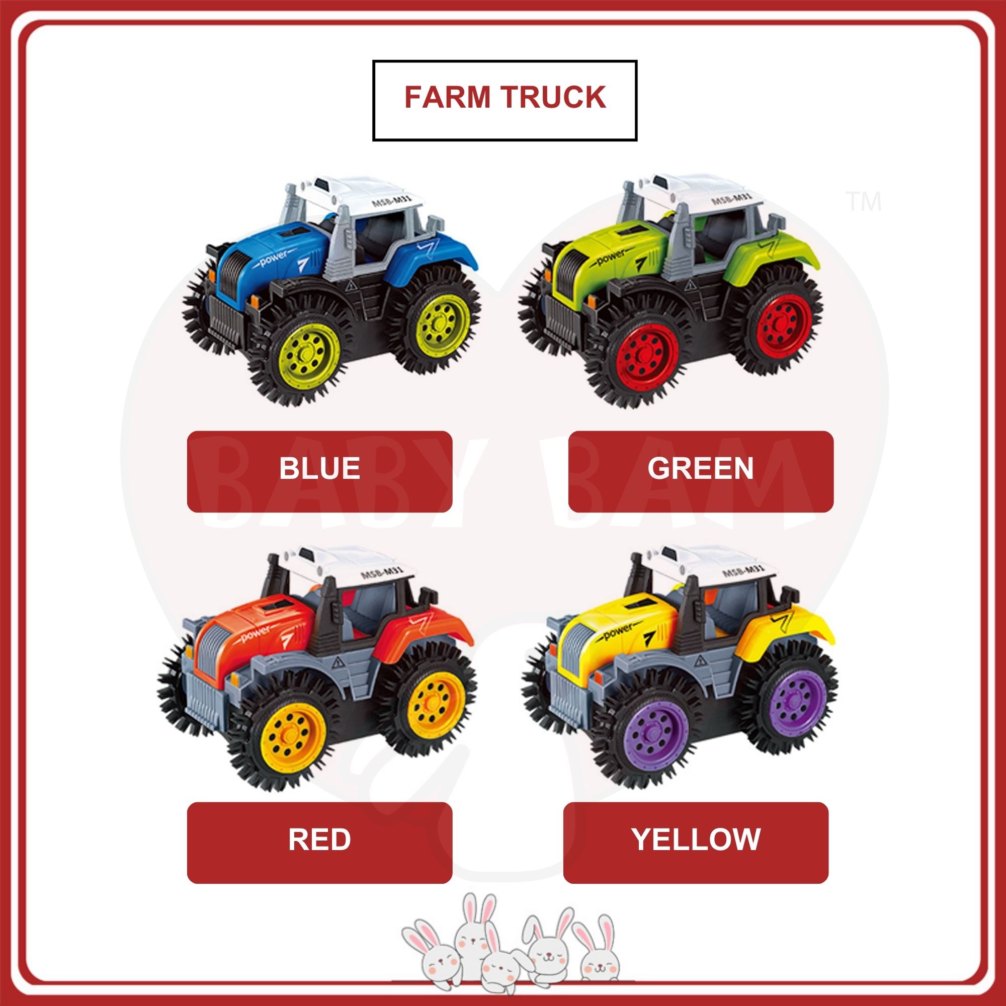 BABY BAM Children Toys Monster Truck Farm Truck Jeep Toy Car 360 Degree ...