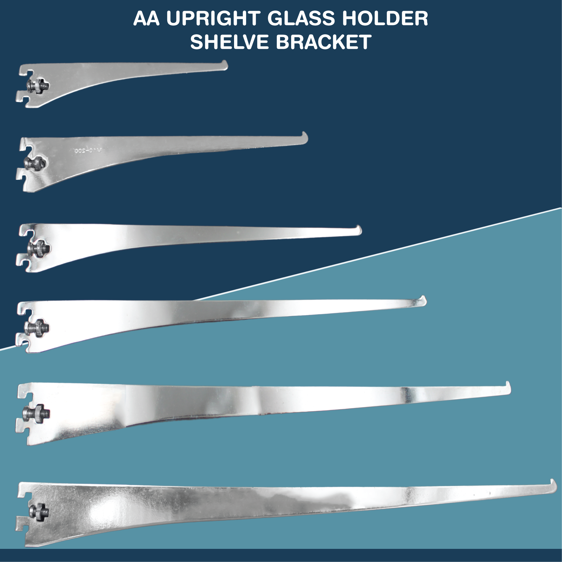 JME READY STOCK 1 PC, CHROME STEEL AA UPRIGHT WALL SHELF BRACKET 玻璃层板托 ...