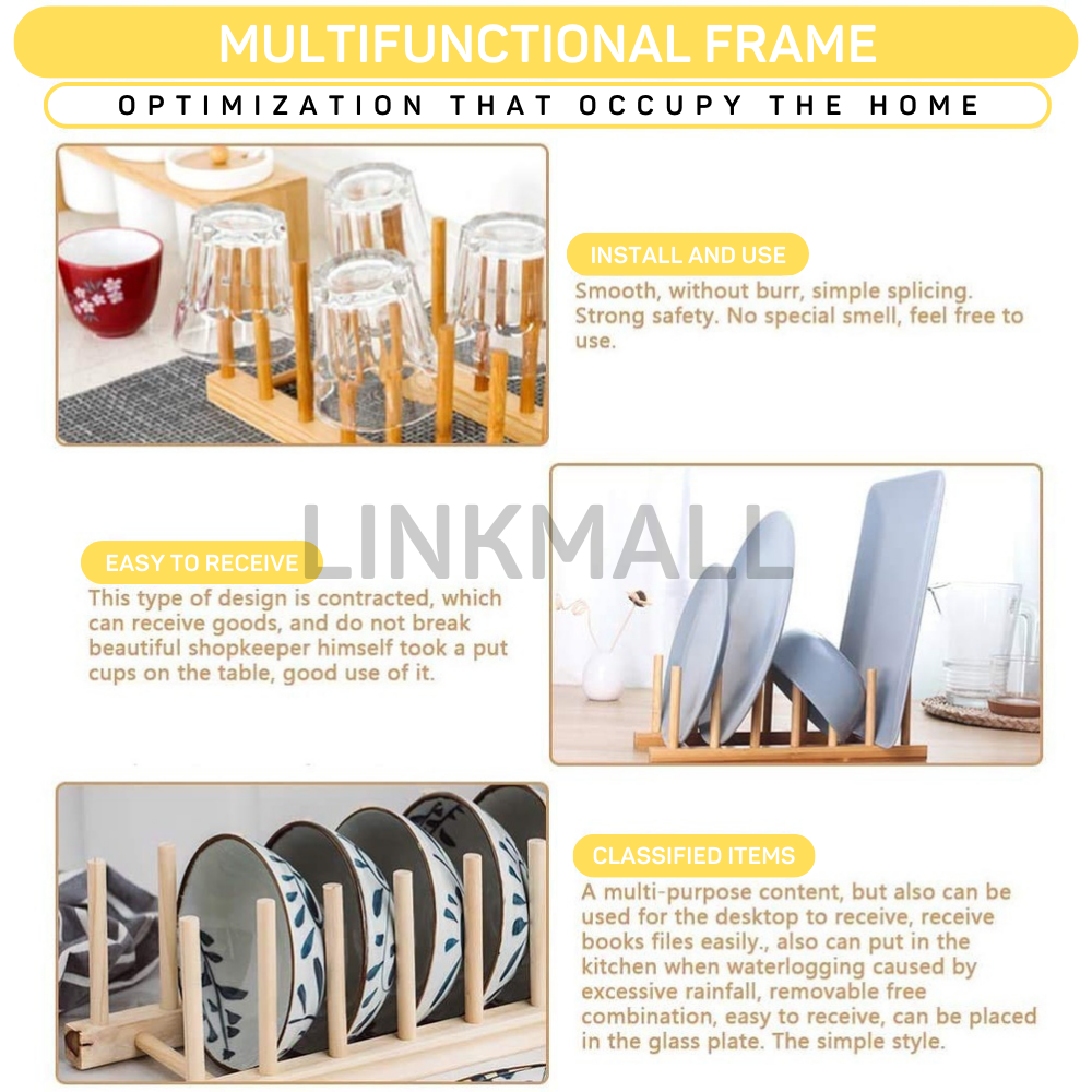 Link Wooden Dish Rack Dish Drainer Bamboo Rack Rak Pinggan&Mangkuk ...
