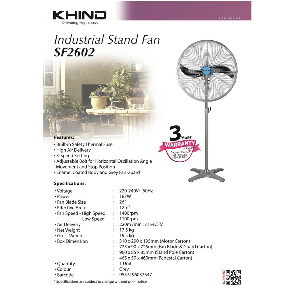 Khind 26 Inch Industrial Stand Fan Kipas Angin Industri Berdiri Murah ...