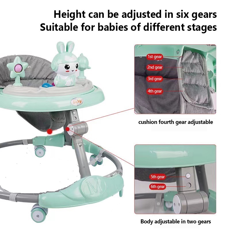 Foldable Baby Walker Anti-O Leg Multifunction Baby Walker 6 Wheels ...