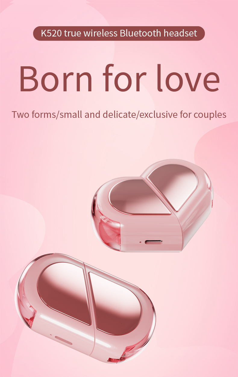 【Valentine's Day】heart M520 TWS Bluetooth Earphone Sport Wireless ...