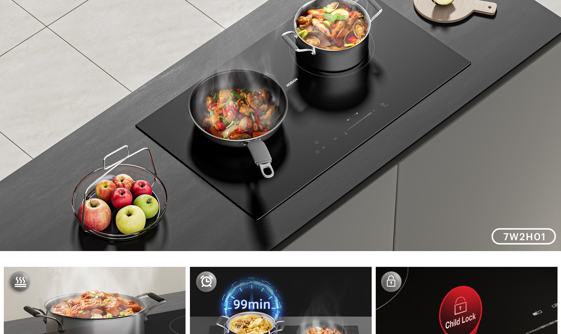 ROBAM Electric Hob With Induction + Ceramic Cooking Zone SRB-7W2H01 | Shopee Malaysia