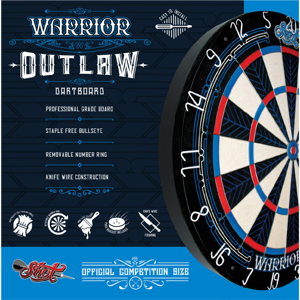 SHOT Warrior Outlaw Professional Dartboard Tournament Grade Bristle ...