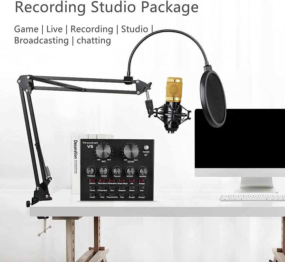 Condenser Microphone Set V8 V8S F998 Sound Card Audio Interface Mic for ...