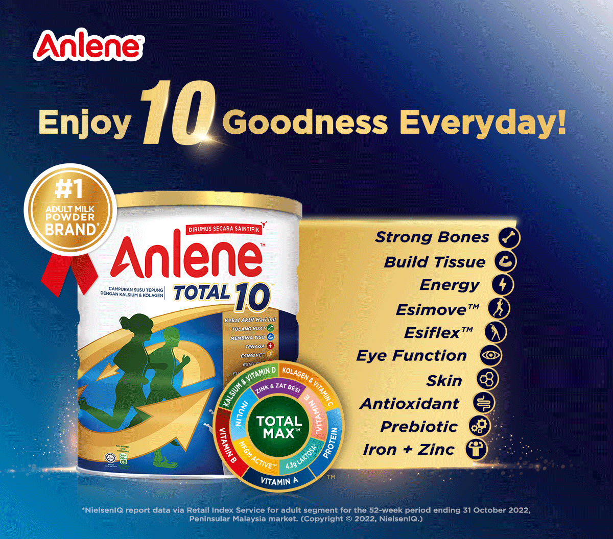 [Bundle of 3] ANLENE Total 10 High Calcium & Collagen Adult Milk Powder ...