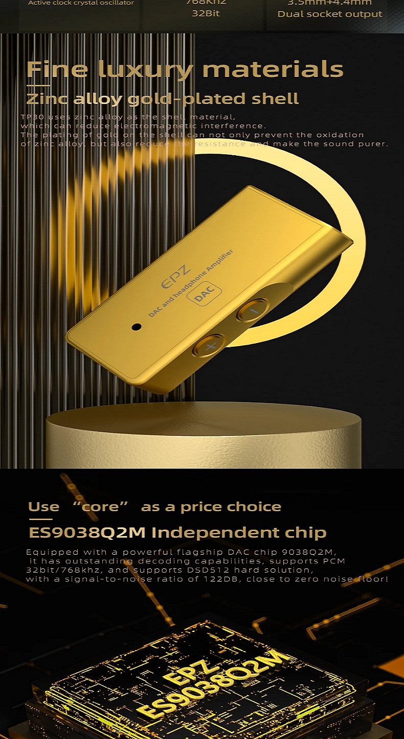 EPZ TP20 TP30 Portable MQA USB DAC Audio Headphone Amplifier / Dongle ...
